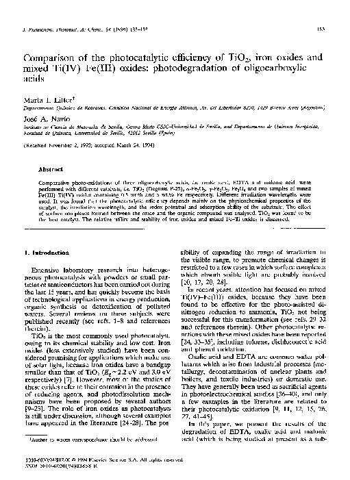 (PDF) Comparison of the photocatalytic efficiency of TiO2, iron oxides ...