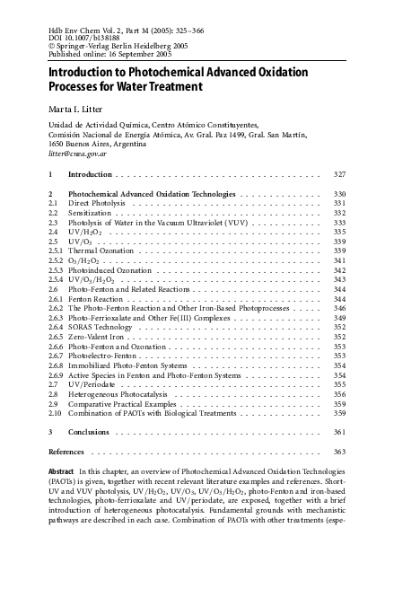 (PDF) Introduction to Photochemical Advanced Oxidation Processes for ...