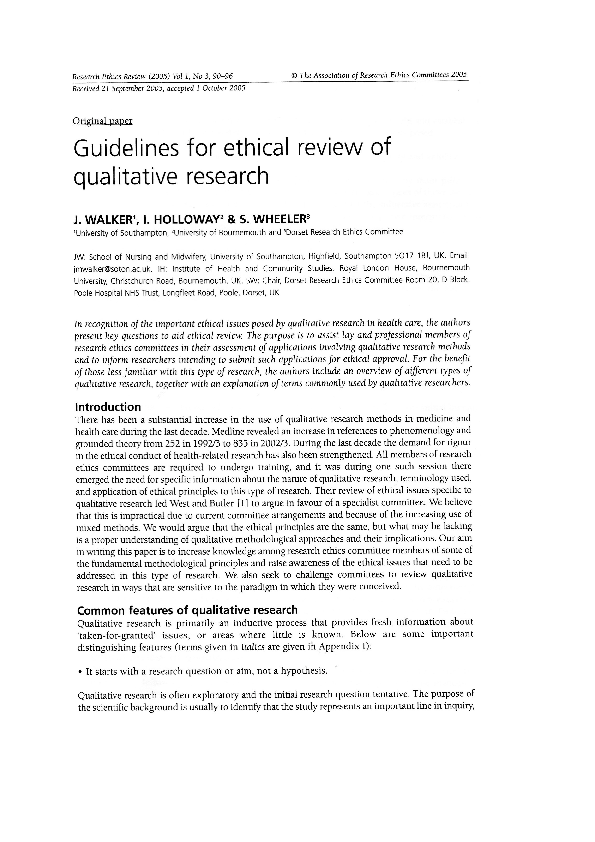 (DOC) Guidelines for Ethical Review of Qualitative Research