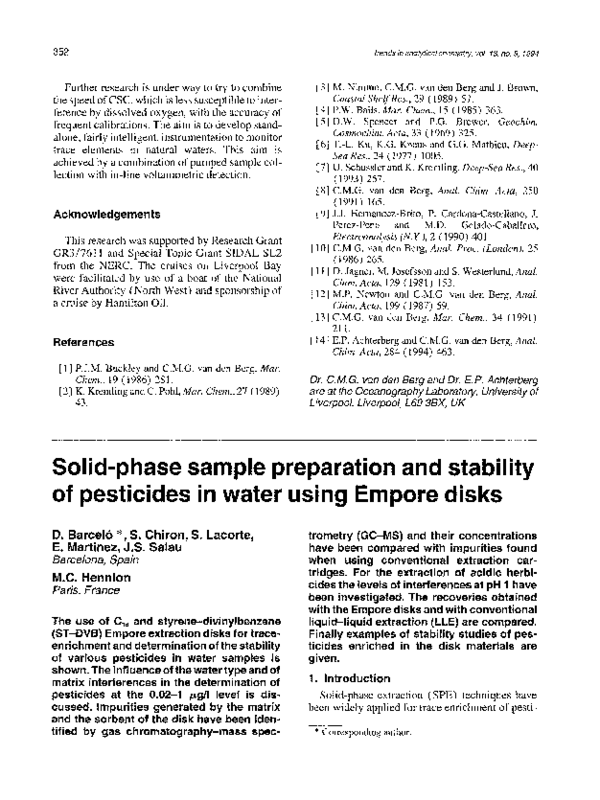 (PDF) Solid-phase sample preparation and stability of pesticides in ...