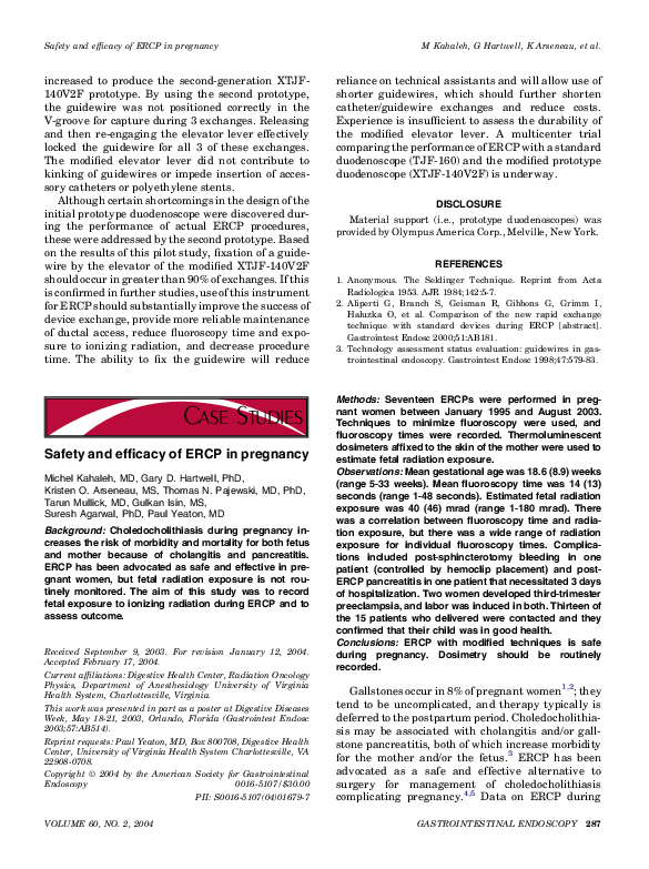 (PDF) Safety and efficacy of ERCP in pregnancy