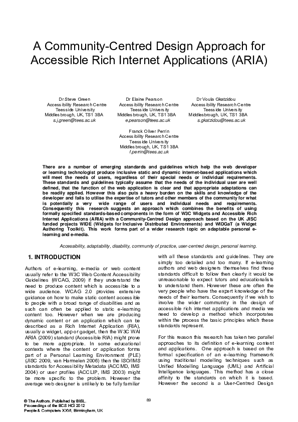 (PDF) A community-Centred Design approach for accessible rich internet ...