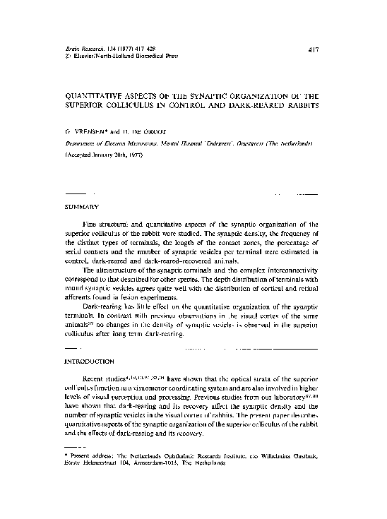 (PDF) Quantitative aspects of the synaptic organization of the superior ...