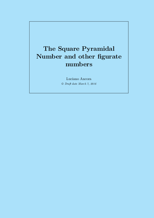 (PDF) The Square Pyramidal Number and other figurate numbers