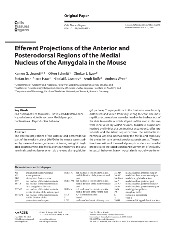 (PDF) Efferent Projections of the Anterior and Posterodorsal Regions of ...