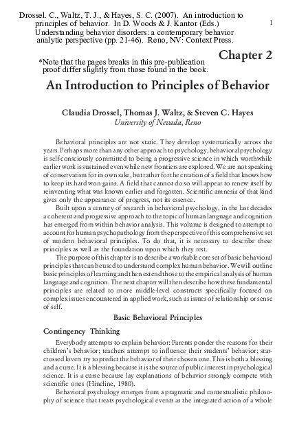 (PDF) An introduction to principles of behavior