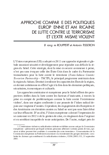 (PDF) Approche comparée des politiques américaine et européenne au Sahel