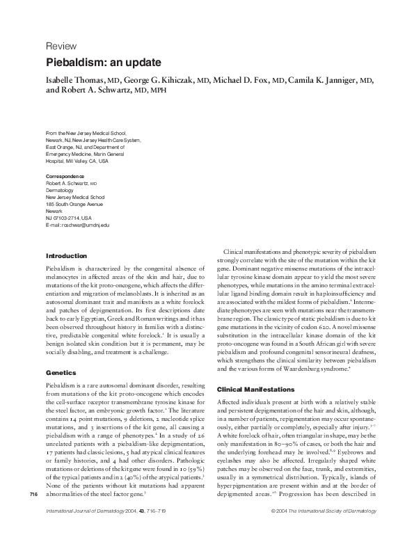 (PDF) Piebaldism: an update