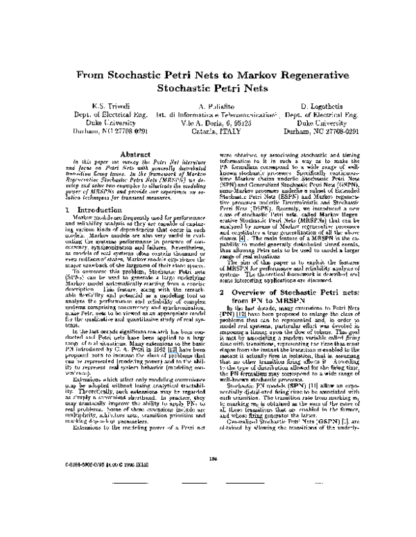 (PDF) From stochastic petri nets to markov regenerative stochastic petri nets