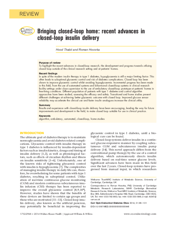 (PDF) Bringing closed-loop home