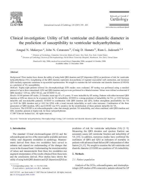 (PDF) Clinical investigation: Utility of left ventricular end diastolic ...