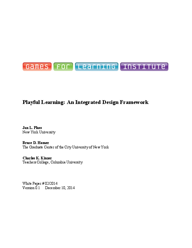 (PDF) Playful Learning: An Integrated Design Framework