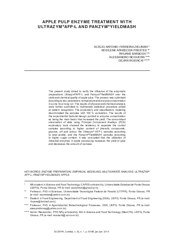 (PDF) APPLE PULP ENZYME TREATMENT WITH ULTRAZYM®AFP-L AND PANZYM®YIELDMASH