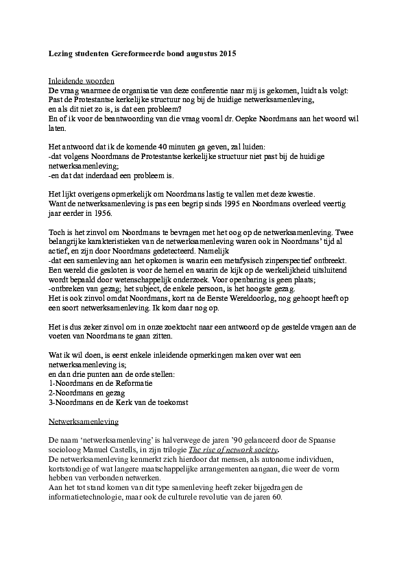 (DOC) Noordmans en de netwerksamenleving | Eric Bouter - Academia.edu