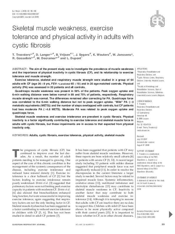 (PDF) Skeletal muscle weakness, exercise tolerance and physical ...