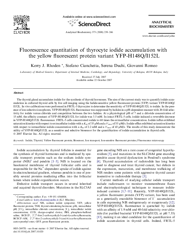 (PDF) Fluorescence quantitation of thyrocyte iodide accumulation with ...