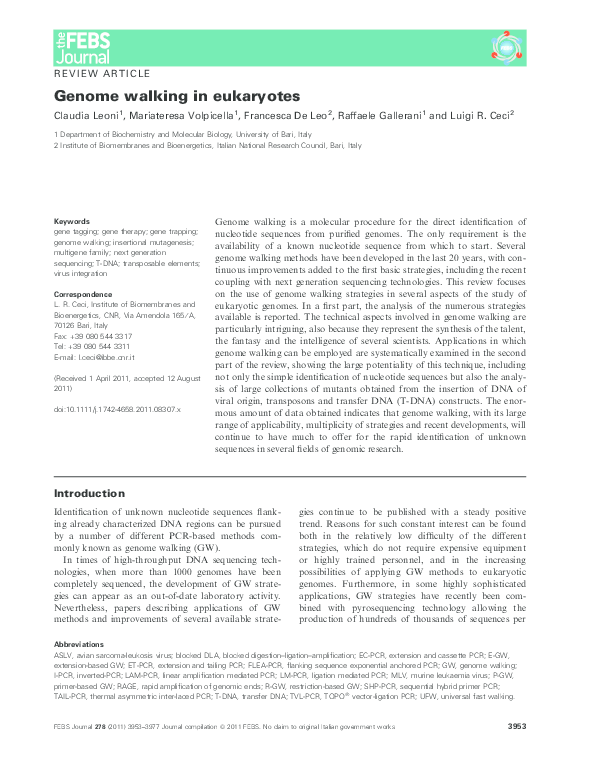 (PDF) Genome walking in eukaryotes