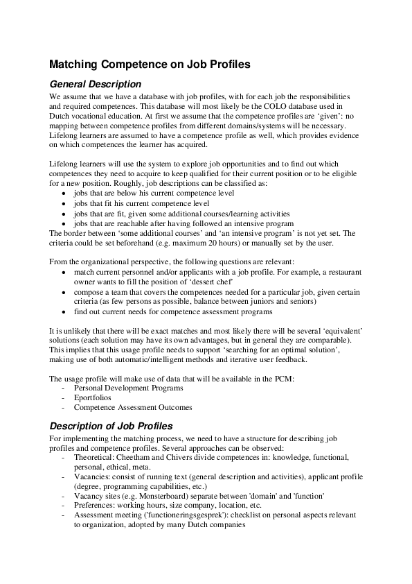 (PDF) ID7. 8: Usage Profile ‘Matching Competences on Job Profiles for ...