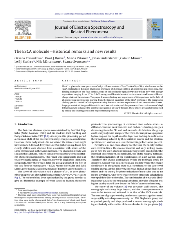 (PDF) The ESCA molecule—Historical remarks and new results