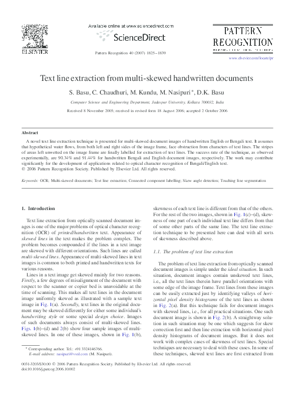 Pdf Text Line Extraction From Multi Skewed Handwritten Documents