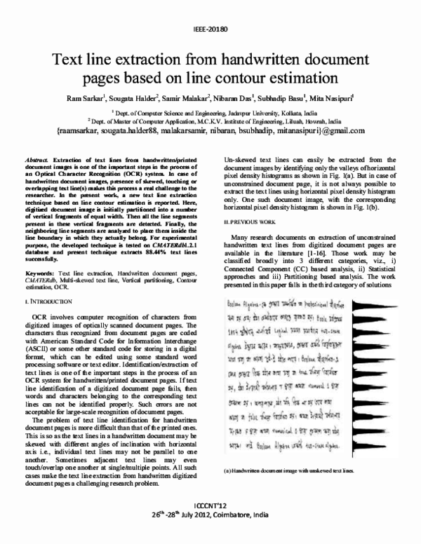(PDF) Text line extraction from handwritten document pages using spiral ...