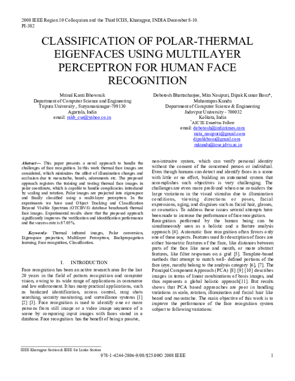 (PDF) Classification of polar-thermal eigenfaces using multilayer perceptron for human face ...