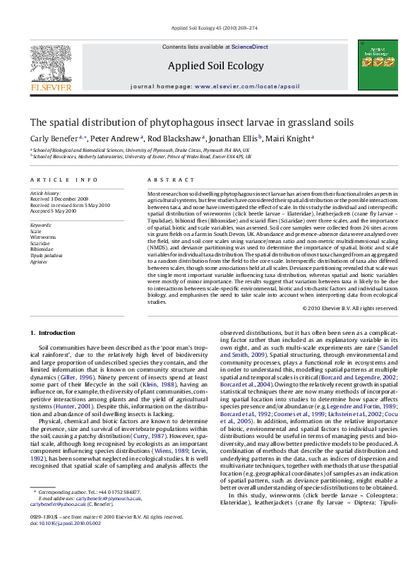 (PDF) The spatial distribution of phytophagous insect larvae in ...