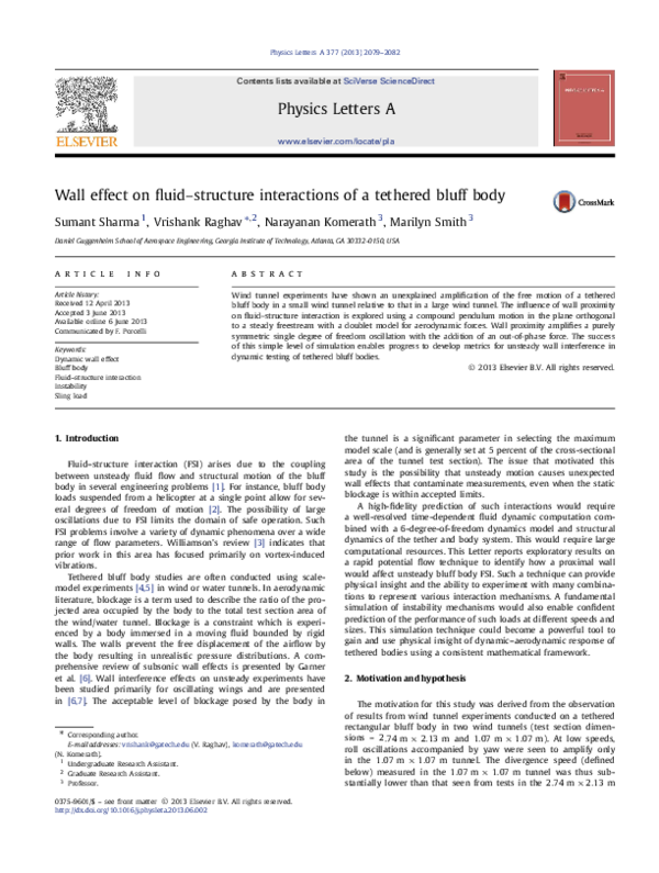 (PDF) Wall effect on fluid–structure interactions of a tethered bluff body