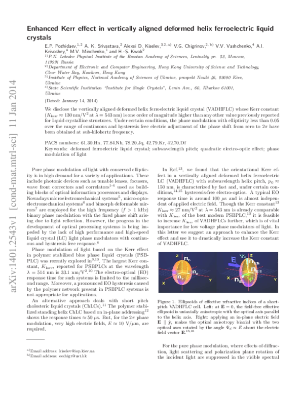 (PDF) Enhanced Kerr effect in vertically aligned deformed helix ...