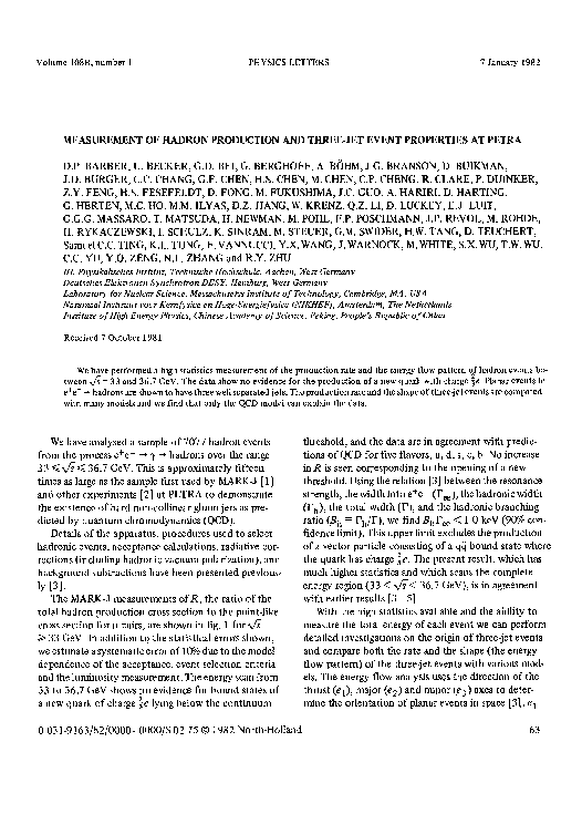 (PDF) Measurement of hadron production and three-jet event properties ...