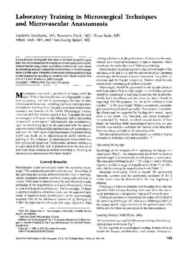 (PDF) Laboratory training in microsurgical techniques and microvascular ...