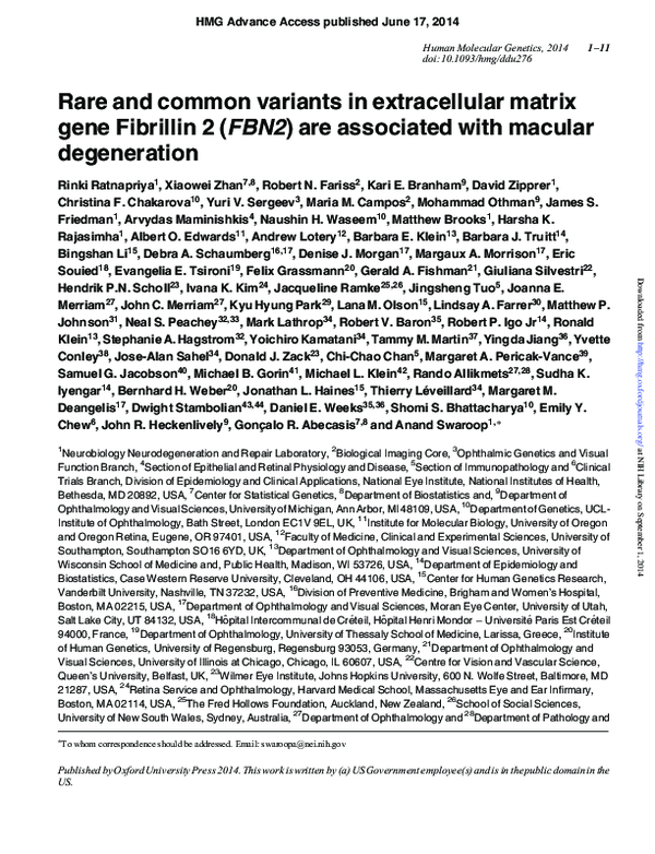 (PDF) Rare and common variants in extracellular matrix gene Fibrillin 2 ...