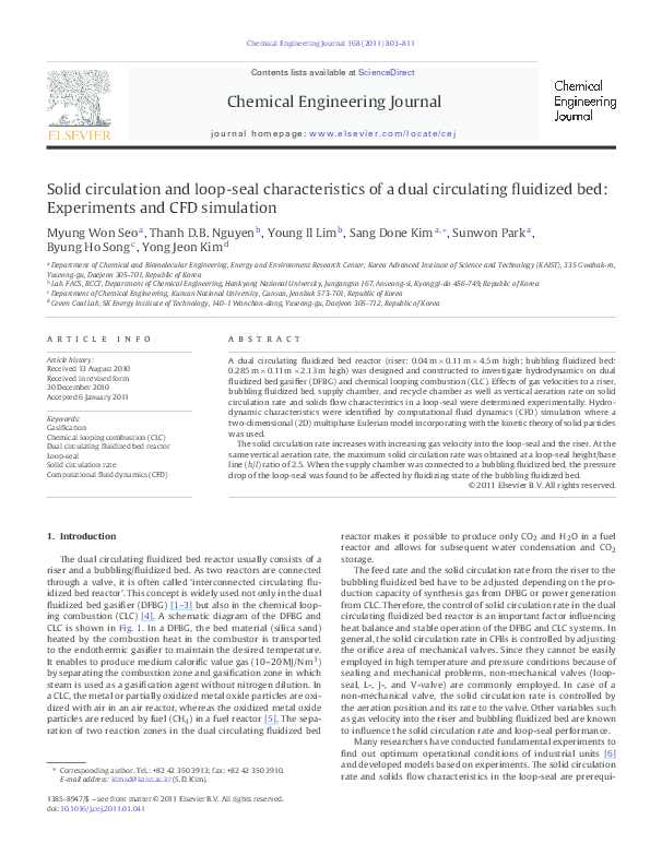 Pdf Solid Circulation And Loop Seal Characteristics Of A Dual Circulating Fluidized Bed