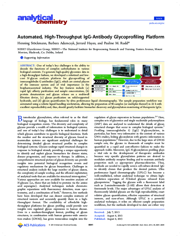 (PDF) Automated, High-Throughput IgG-Antibody Glycoprofiling Platform