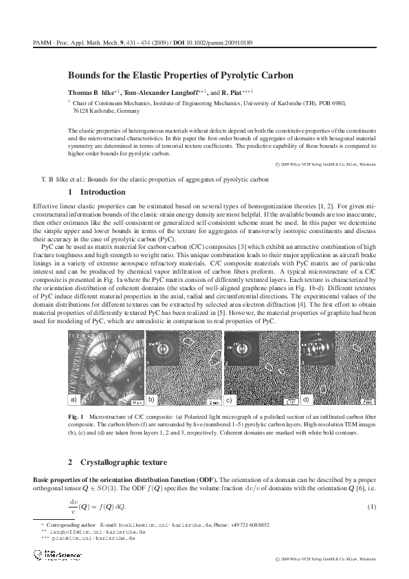 (PDF) Estimate of the Thermoelastic Properties of Pyrolytic Carbon ...