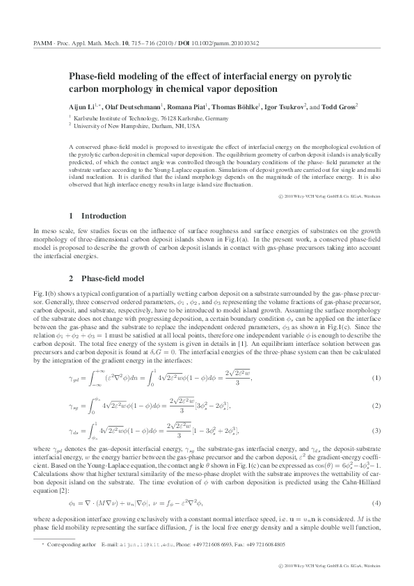 (PDF) Phase-field modeling of the effect of interfacial energy on pyrolytic carbon morphology in ...