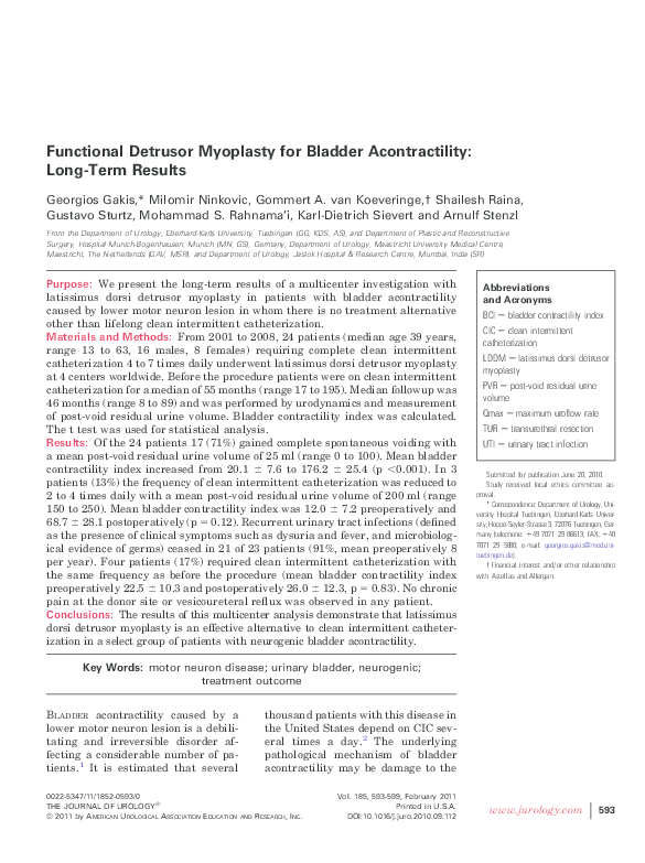 (PDF) Functional Detrusor Myoplasty for Bladder Acontractility: Long ...