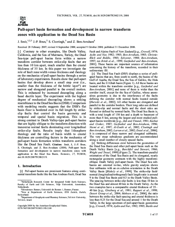 Salt tectonics in pull-apart basins with application to the Dead Sea ...
