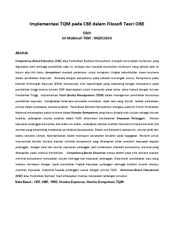 (PDF) Implementasi TQM pada CBE dalam Filosofi Teori OBE