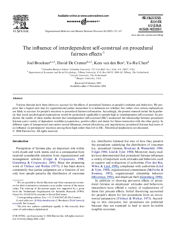 (PDF) The influence of interdependent self-construal on procedural ...