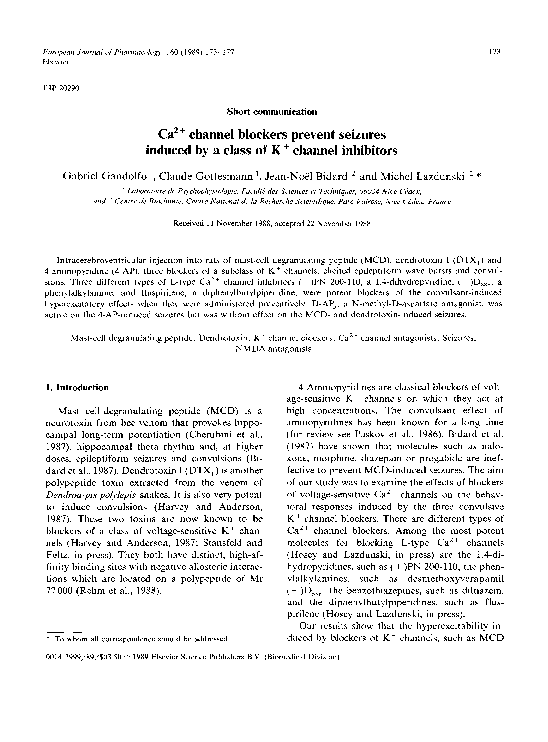 (PDF) Ca2+ channel blockers prevent seizures induced by a class of K+ ...