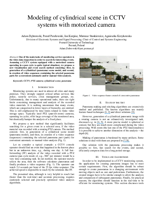 (PDF) Modeling of cylindrical scene in CCTV systems with motorized camera