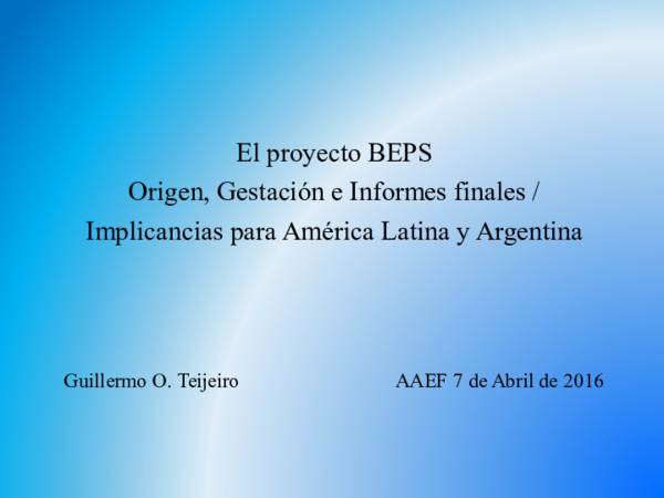 (PPT) El proyecto BEPS Origen, Gestación e Informes finales ...