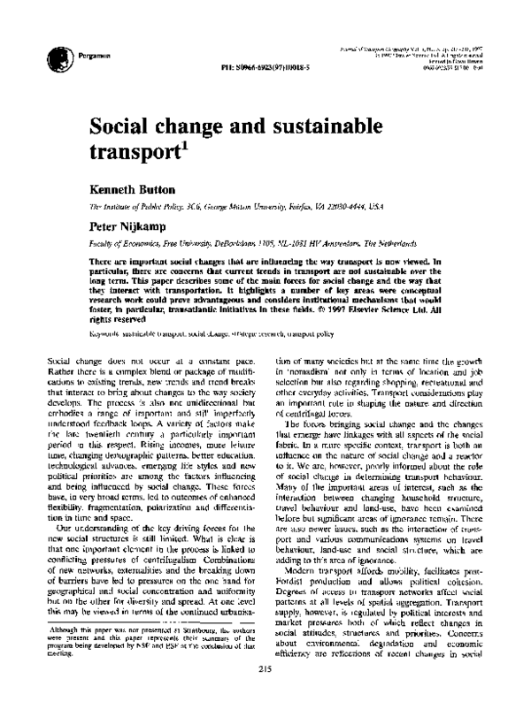 (PDF) Social Change and Sustainable Transport