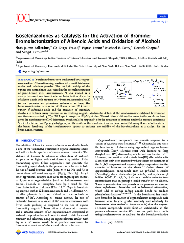 (PDF) Isoselenazolones as Catalysts for the Activation of Bromine ...