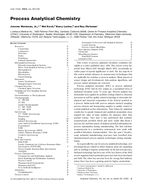 (PDF) Process Analytical Chemistry