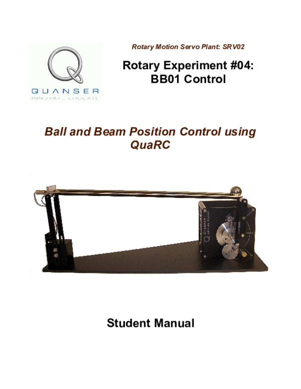 (PDF) Rotary Motion Servo Plant: SRV02