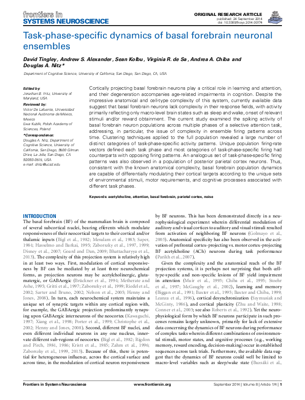 (PDF) Task-phase-specific dynamics of basal forebrain neuronal ensembles