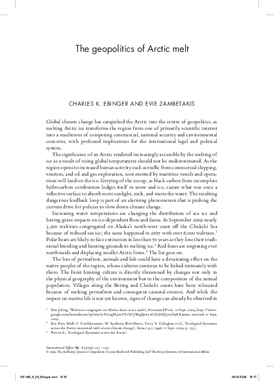 (PDF) The geopolitics of Arctic melt
