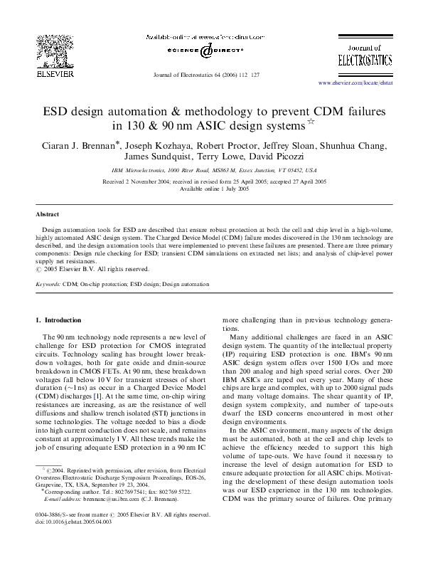 (PDF) ESD design automation & methodology to prevent CDM failures in ...